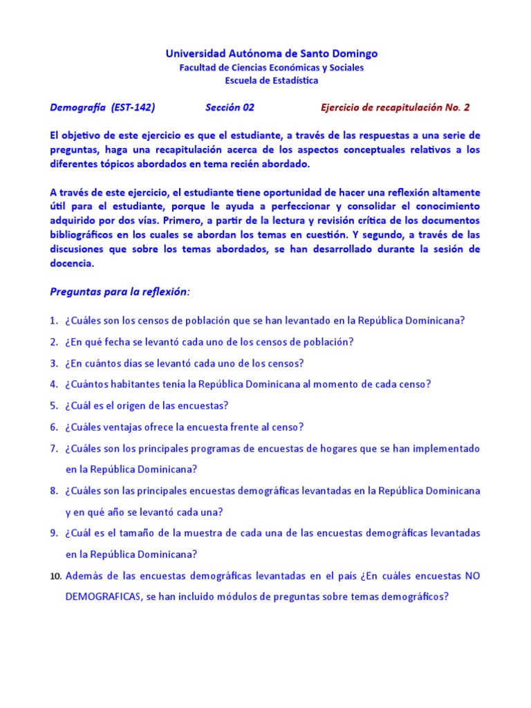 Ejercicio de Recapitulación No. 2 | PDF