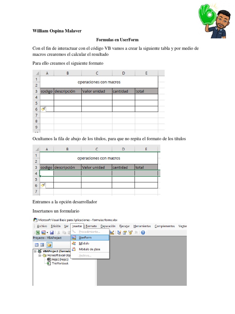 Guia 2 Formulas en UserForm | PDF