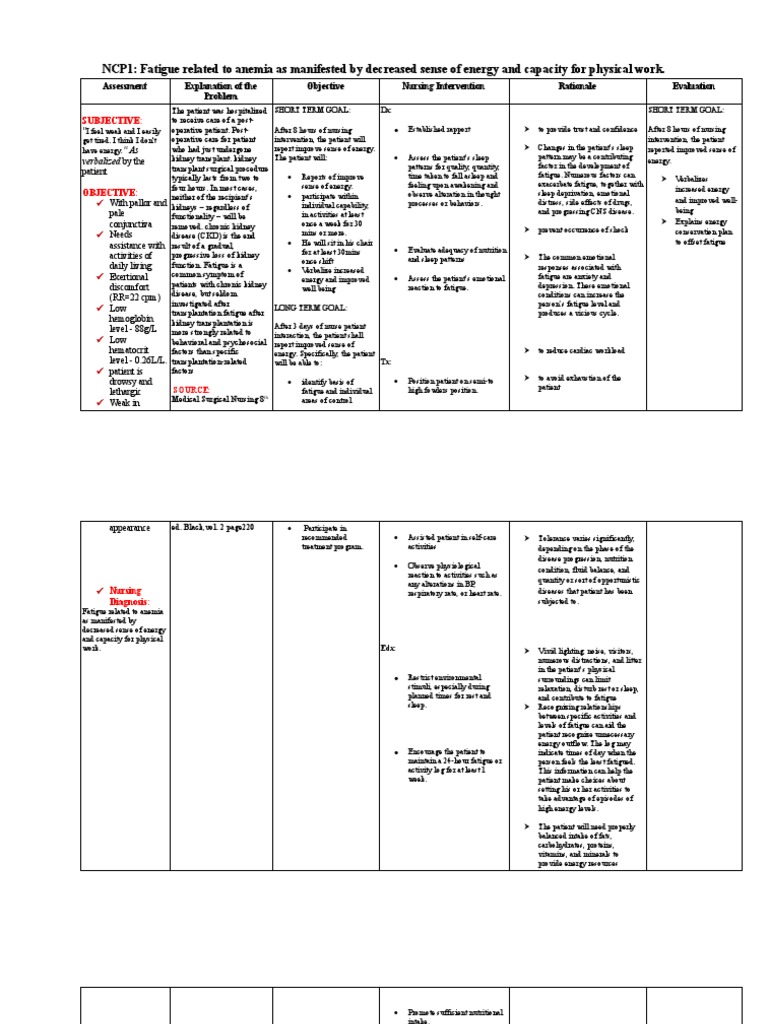 NCP Fatigue | PDF | Health Sciences | Health Care