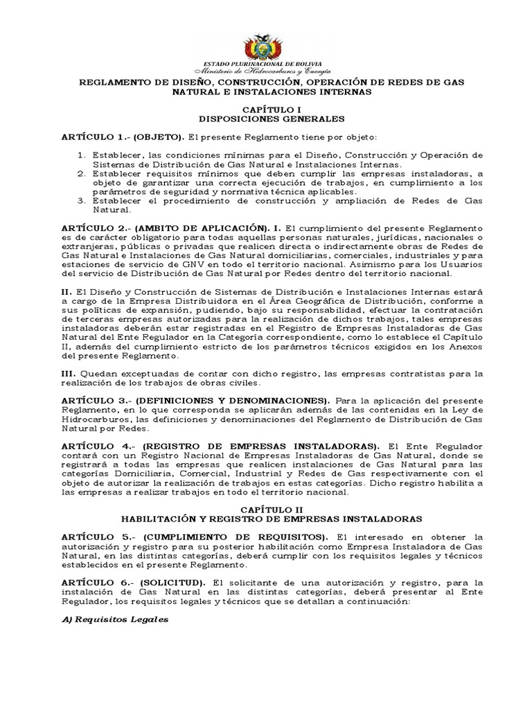 Reglamento de Redes de Gas Natural | PDF | Regulación | Diseño