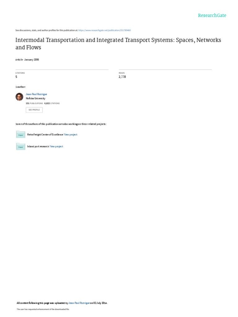 Intermodal Transportation and Integrated Transport Systems: Spaces ...