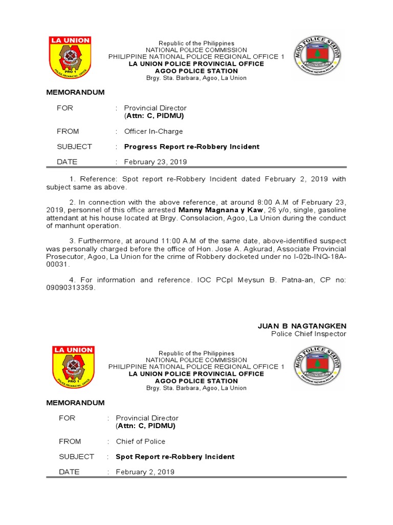 Memorandum: Philippine National Police Regional Office 1 | PDF | Law ...