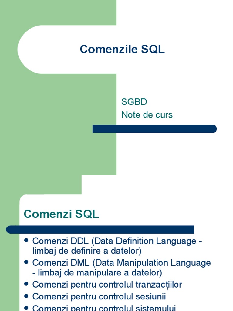 Comenzile SQL (DDL Și DML) | PDF