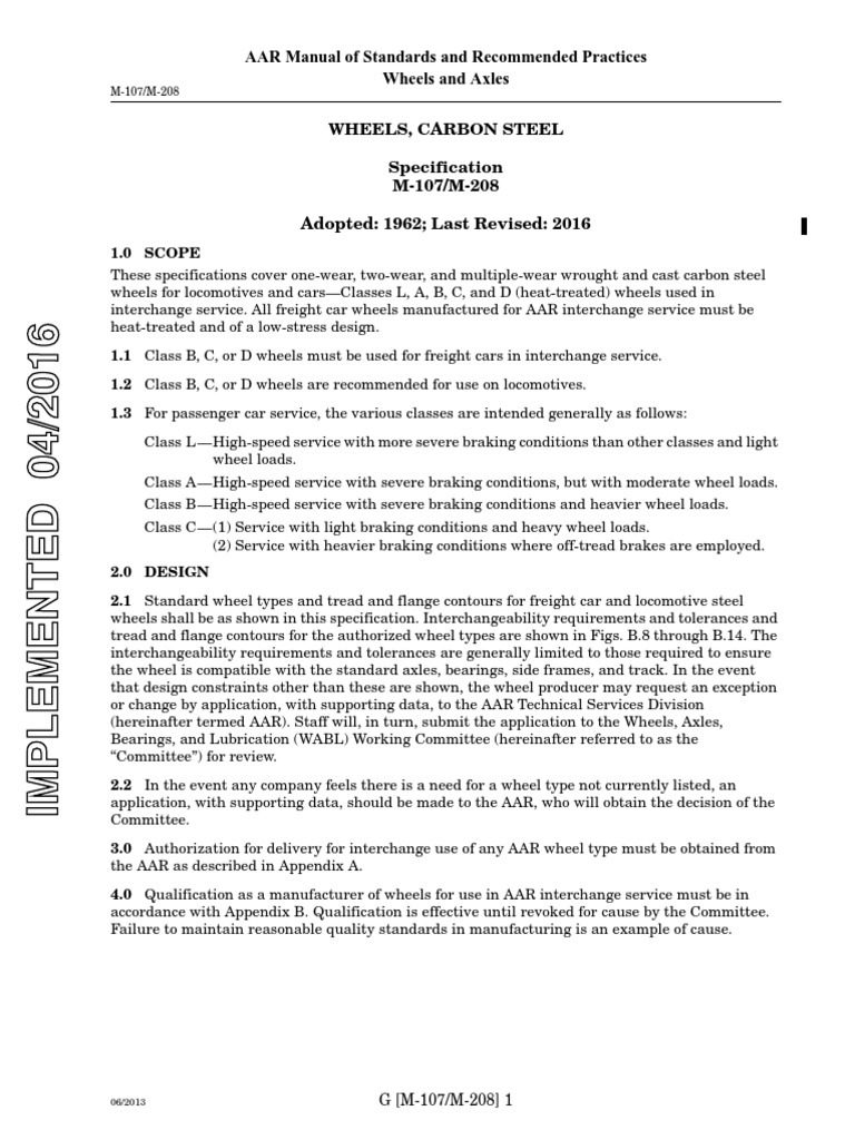 AAR Manual of Standards and Recommended Practices Wheels and Axles ...