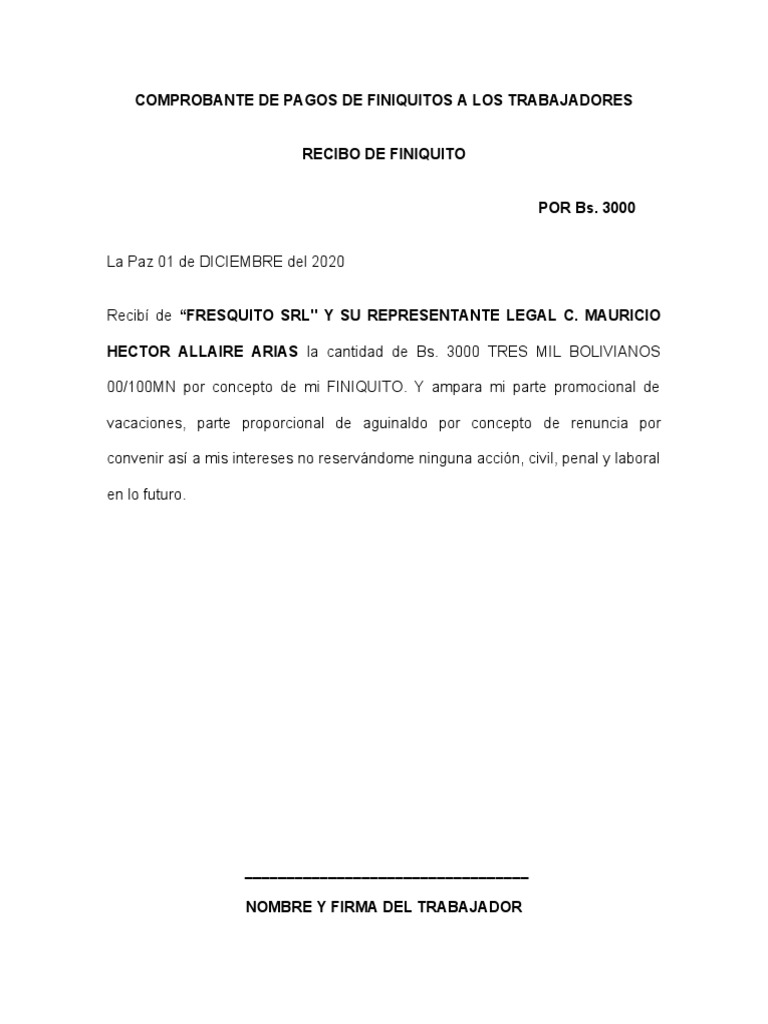 Recibo de Finiquito | PDF