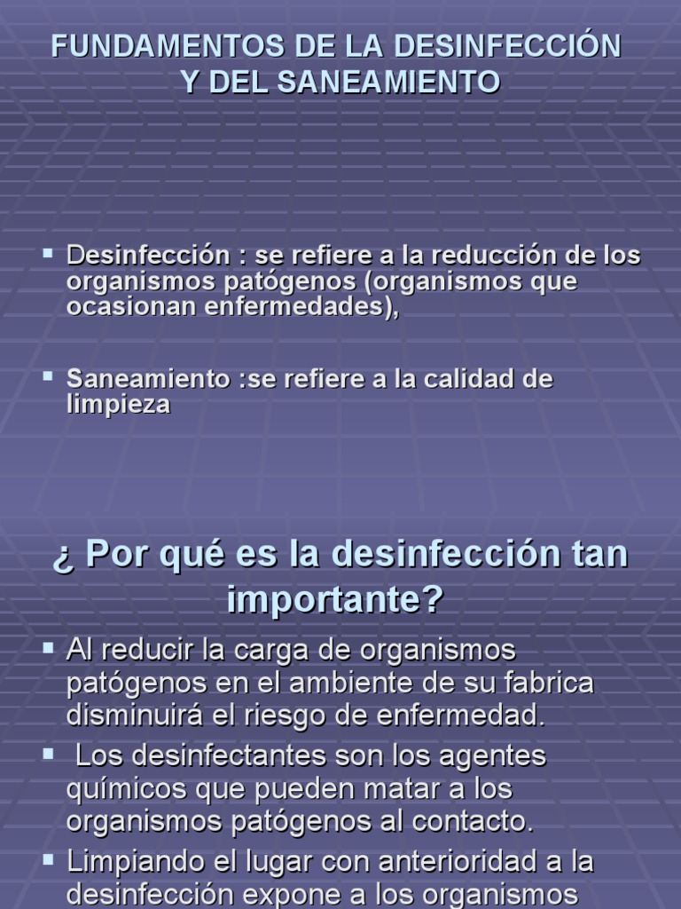 FUNDAMENTOS DE LA DESINFECCI N Diapositivas | PDF | Detergente | Cloro