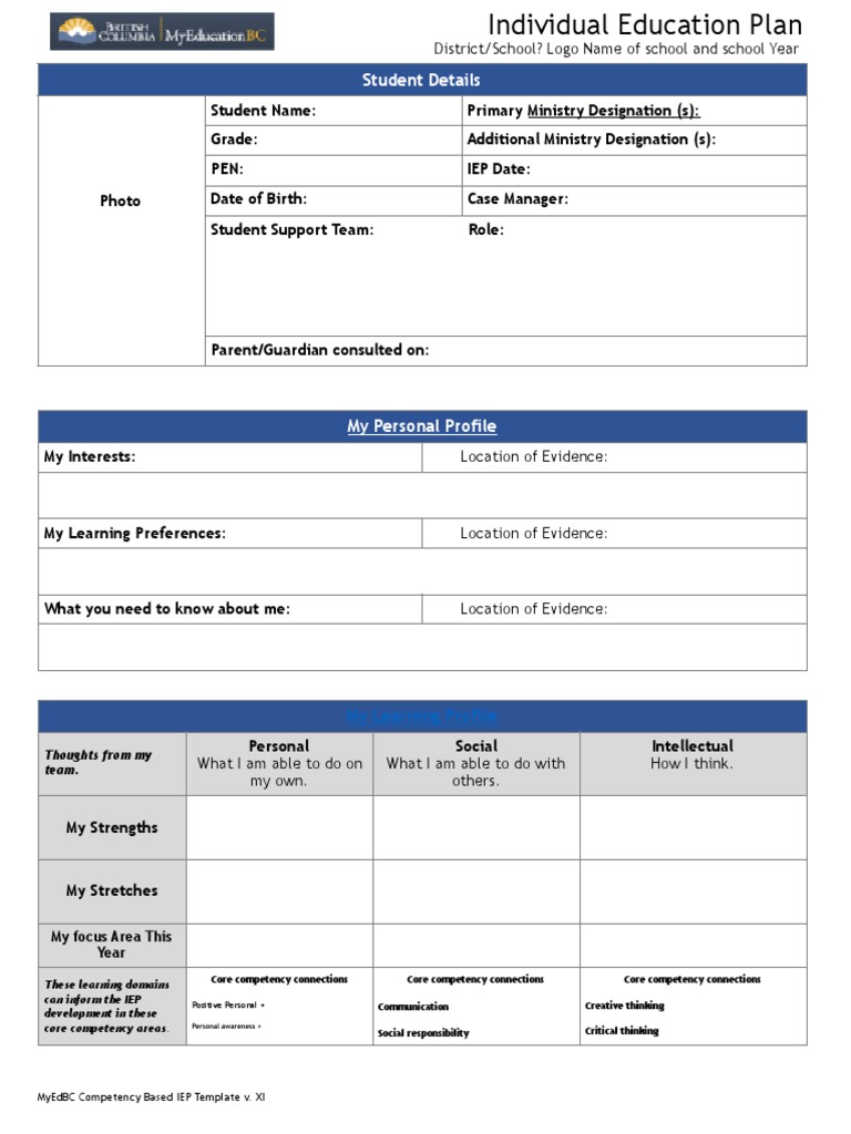 Iep Individual Education Plan Version 2 | PDF | Individualized ...