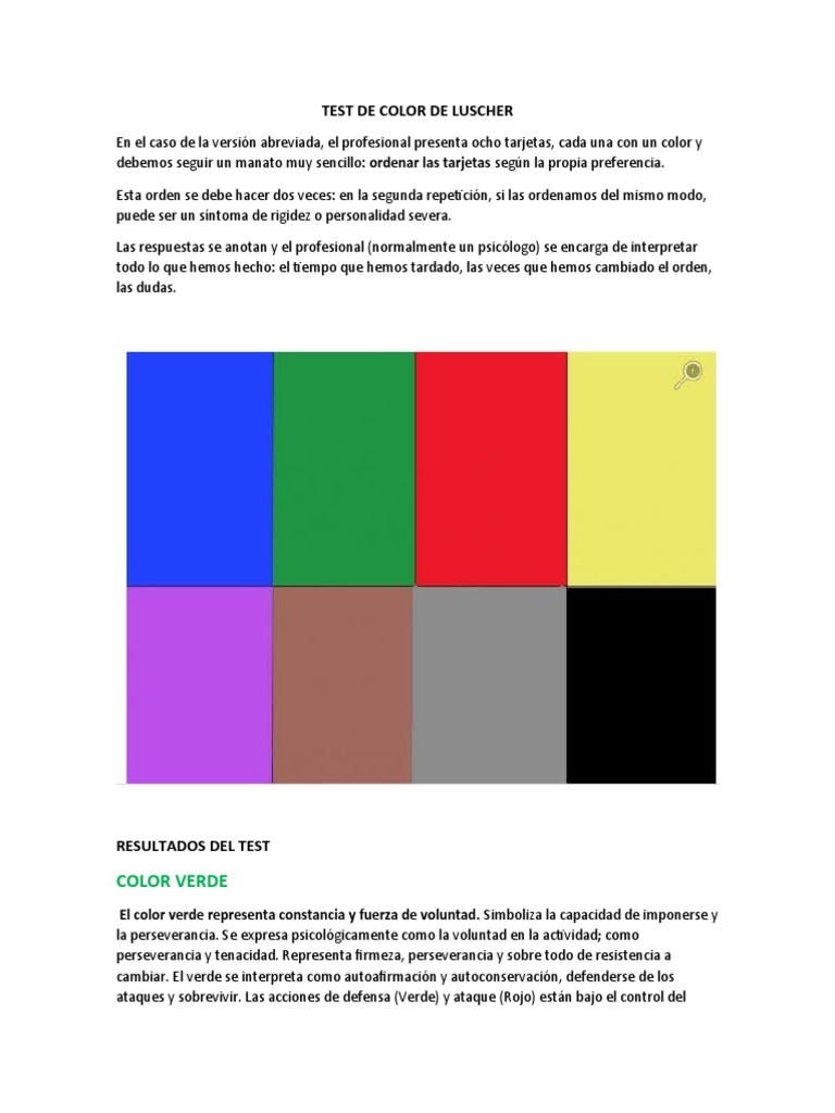 Test de Color de Luscher | PDF | Color | Temor