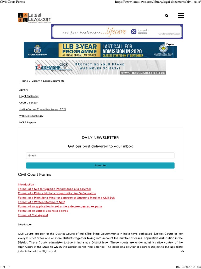 Civil Court Forms | PDF | Lawsuit | Common Law