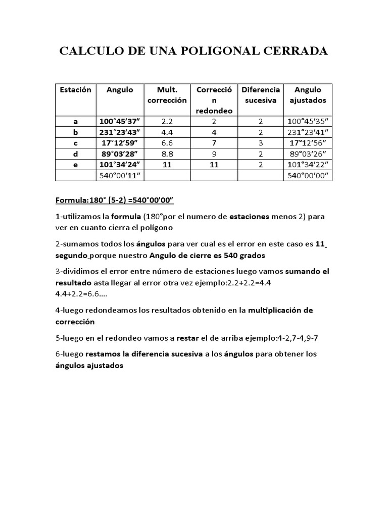 Calculo de Una Poligonal Cerrada | PDF