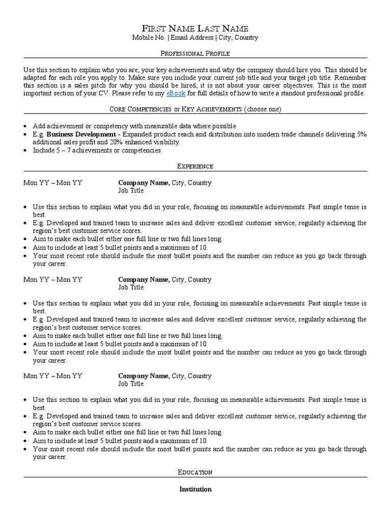 Classic CV Template 2020 | PDF | Business