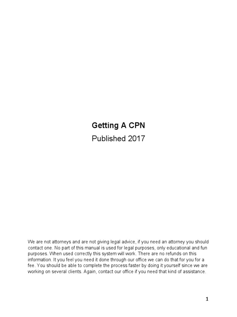 Getting a Fresh Start: Guide to Generating a New CPN Number | PDF ...
