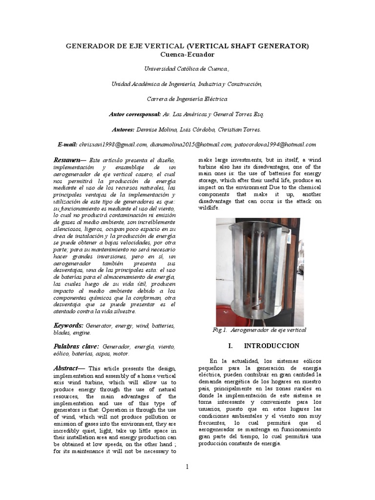 Generador de Eje Vertical (Vertical Shaft Generator) | PDF | Turbina ...