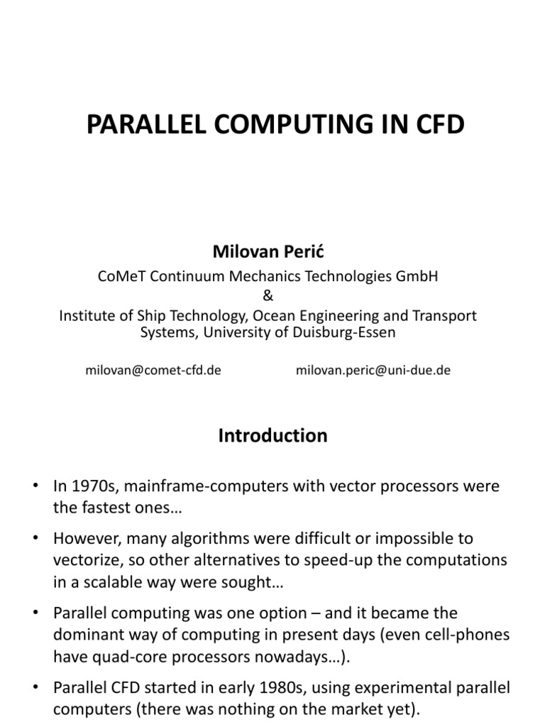 Parallel Computing in CFD: Milovan Perić | PDF | Parallel Computing ...
