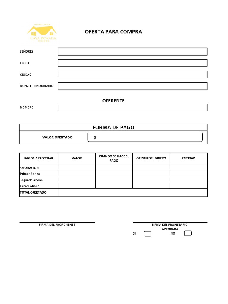 Formato Oferta de Compra | PDF