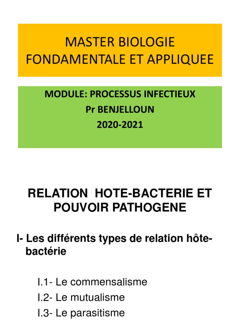 Processus Infectieux | PDF | Intoxication alimentaire | Bactérie