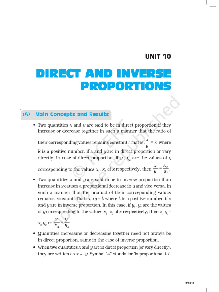 Direct and Inverse Proportions Explained | PDF | Speed | Length