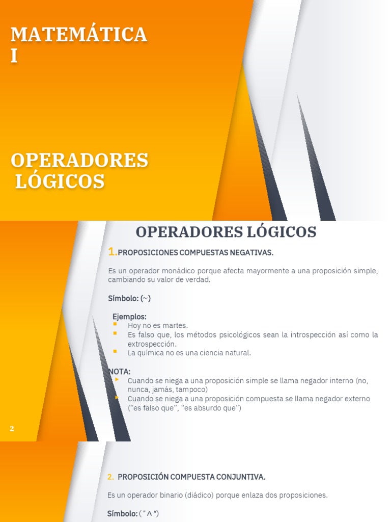 Operadores Logicos PDF | PDF | Proposición | Lógica