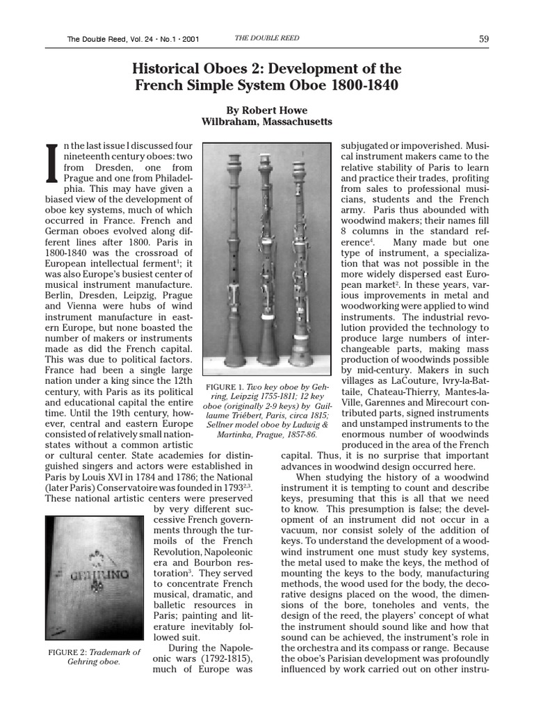 Historical Oboe PDF | Download Free PDF | Oboe | Cor Anglais