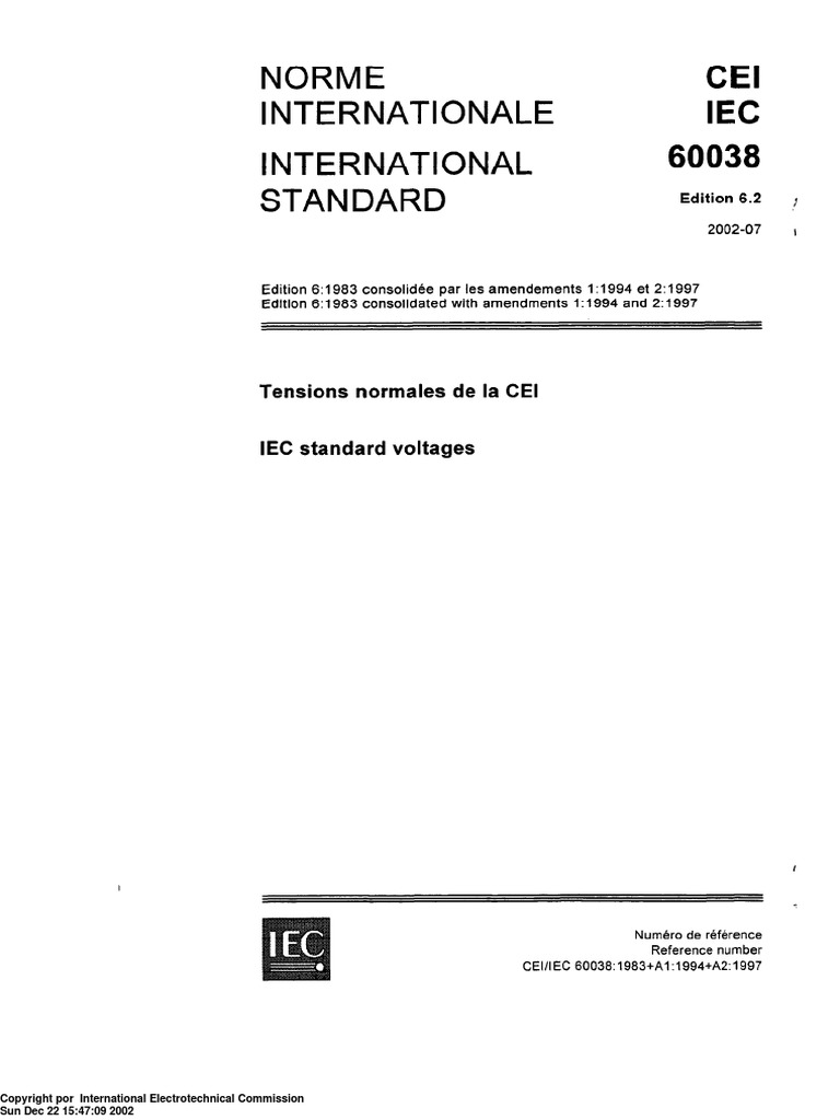 Iec 60038 2002 | PDF