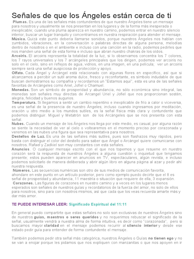 Señales De Que Los ángeles Están Cerca De Ti Descargar Gratis Pdf