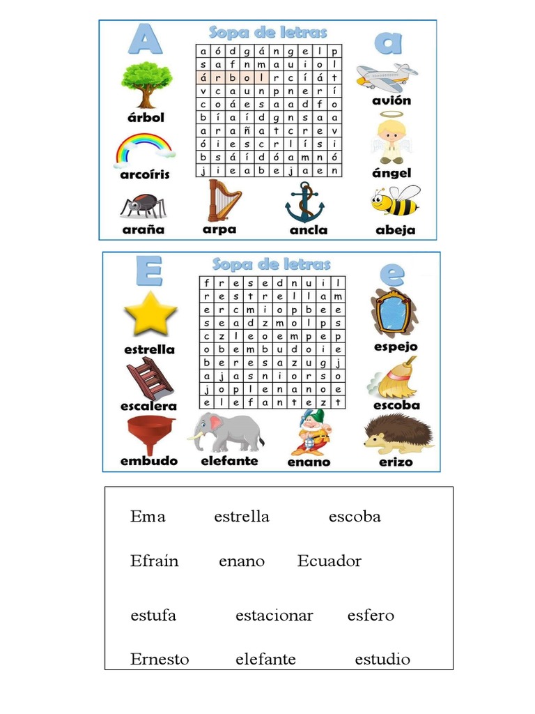 Sopa de Letras Vocales | PDF