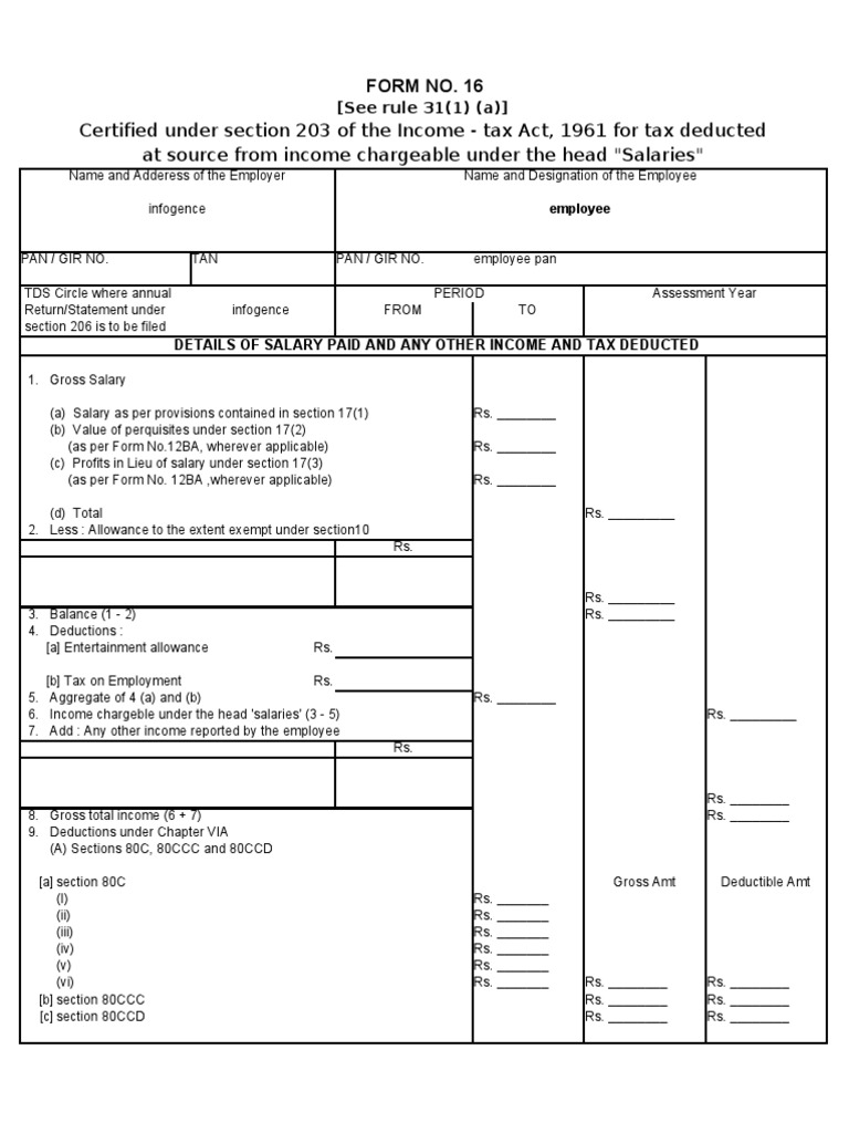 Blank Form 16 114 | PDF