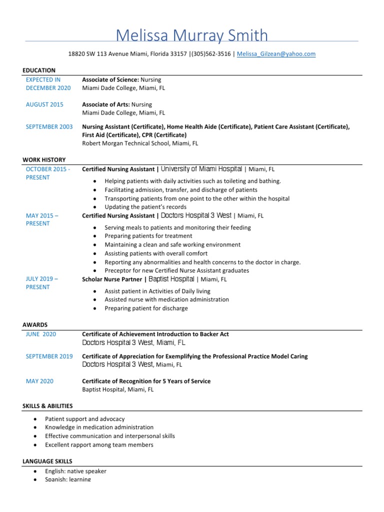 Vilma Resume | PDF | Nursing | Patient