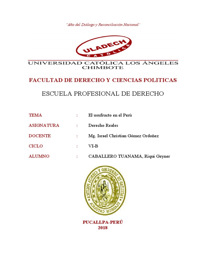 El Usufructo en El Perú | PDF | Propiedad | Derecho civil (sistema legal)
