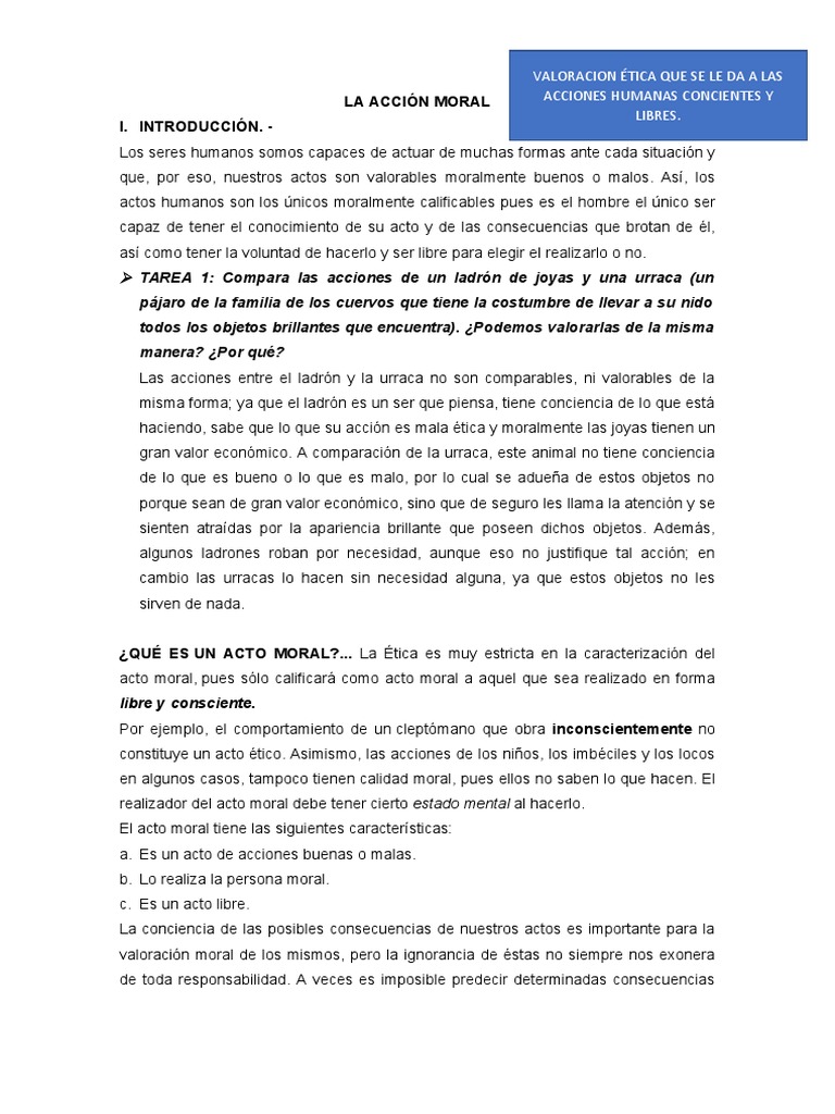 Resumen Accion Moral | PDF | Moralidad | Libertad