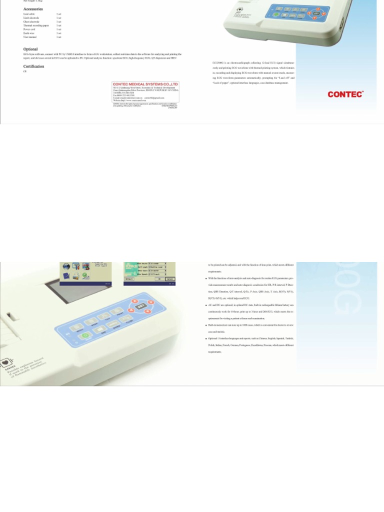 Contec Ecg 300g | PDF | Electrocardiography | Power Supply