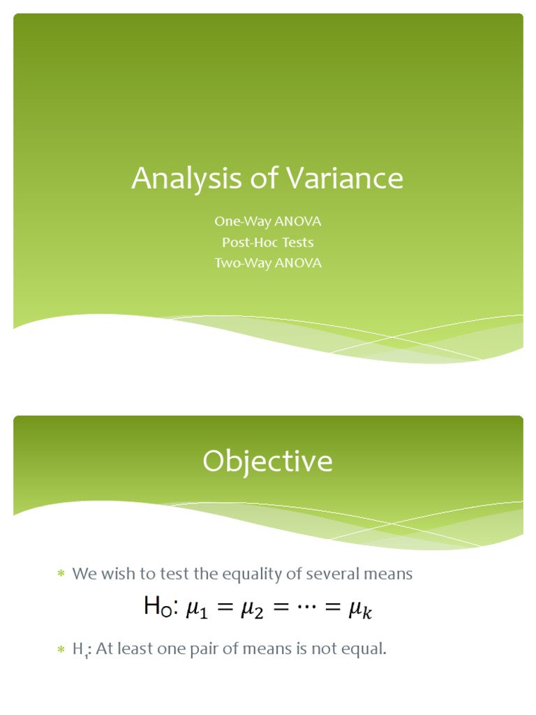 Analysis of Variance: One-Way ANOVA Post-Hoc Tests Two-Way ANOVA | PDF ...