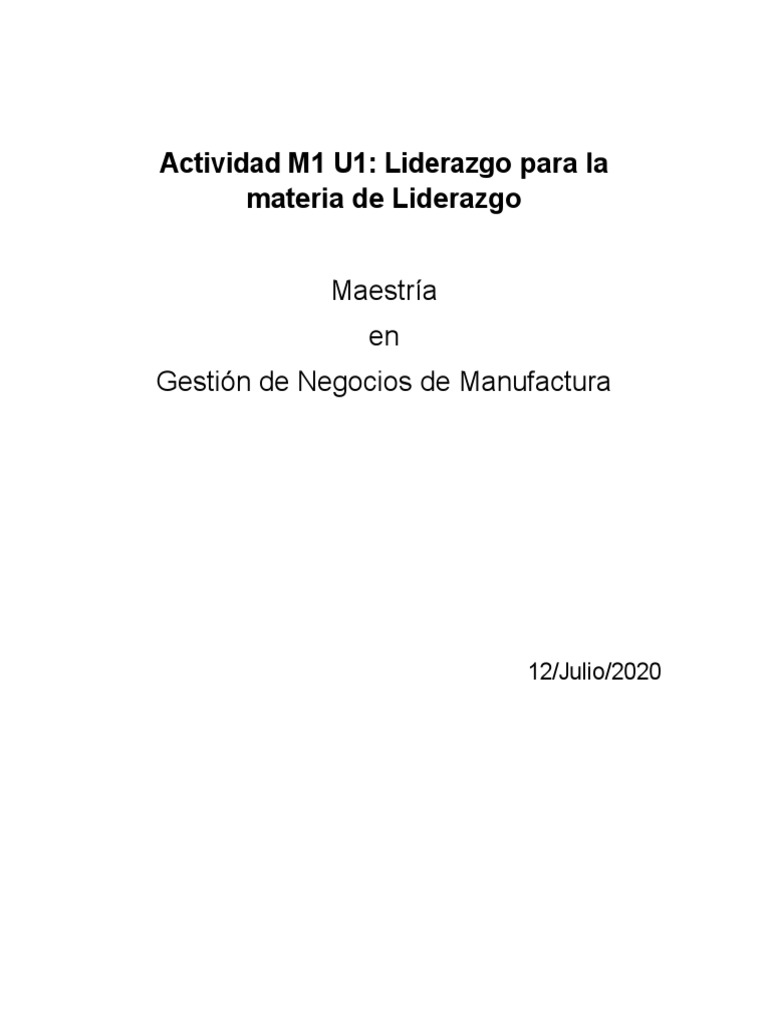 Actividad M1 U1-Liderazgo | PDF | Michelle Obama | Liderazgo