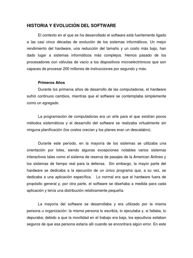 Historia y Evolución Del Software PDF | PDF | Ingeniería de software ...