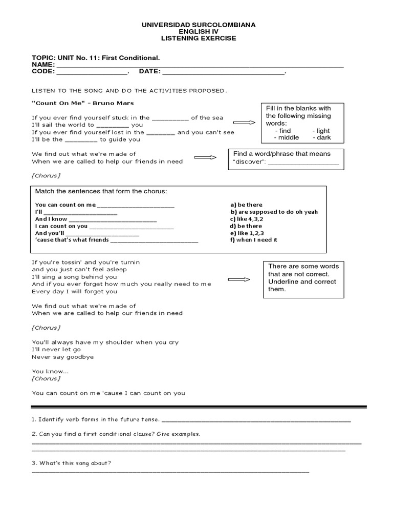 Assignment 1-Unit 11-Conditional 1 Listening Practice | PDF | Linguistic Typology | Semiotics