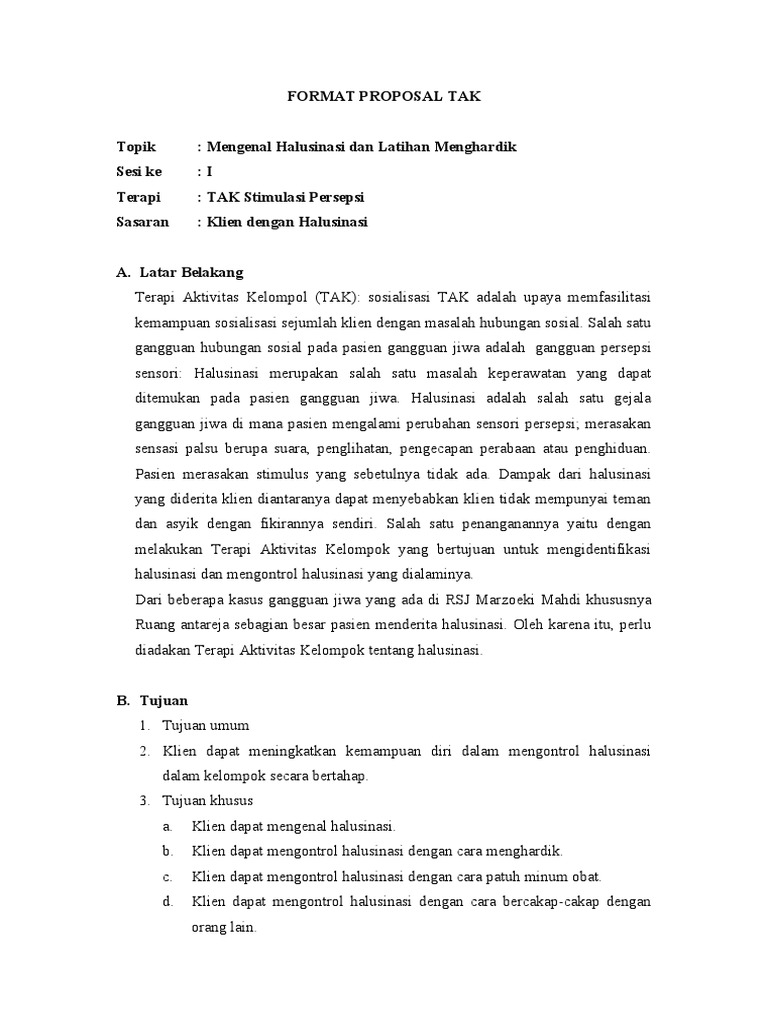 Contoh Proposal Tak Halusinasi | PDF | Karier & Perkembangan
