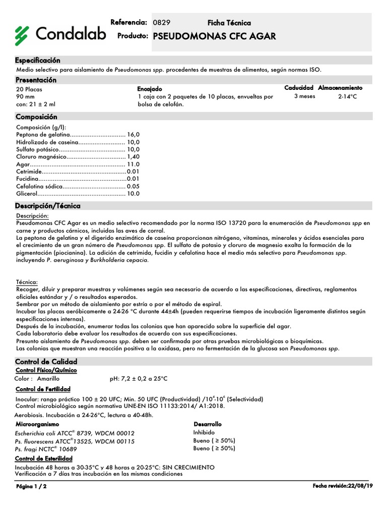 Pseudomonas CFC Agar | PDF | Pseudomonas | Organismos