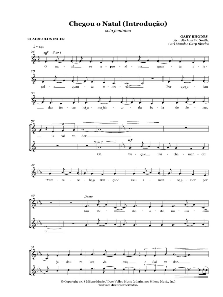 Chegou o Natal - Partitura Vozes | PDF