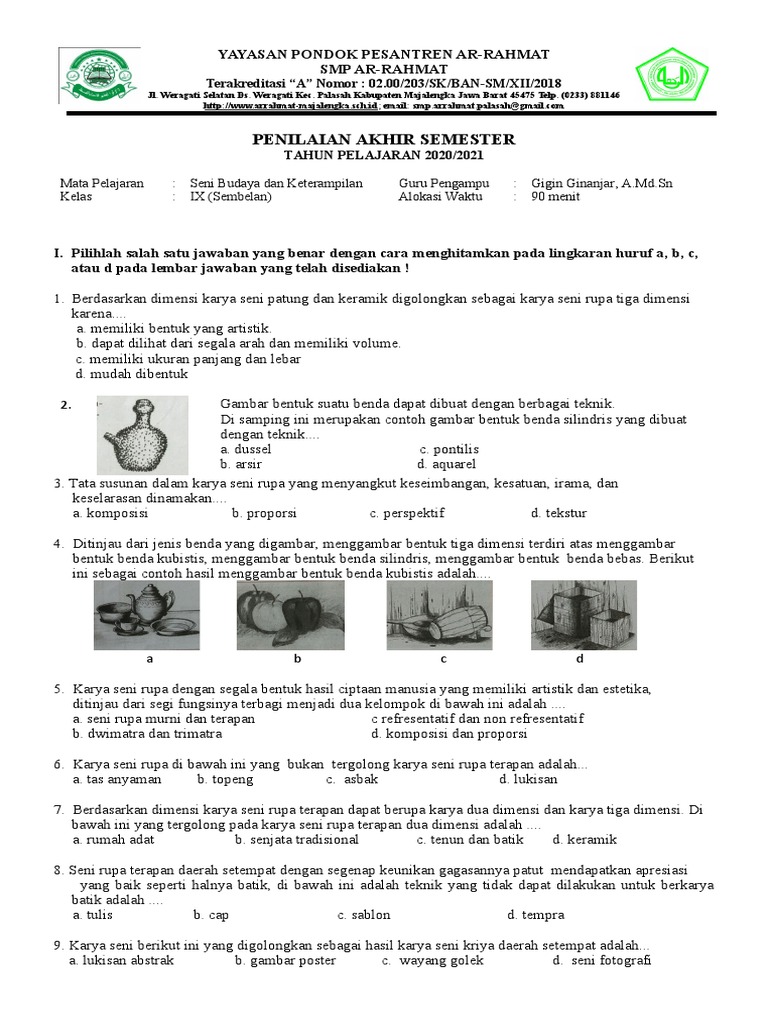 Soal PAS SBK Kelas 9 | PDF