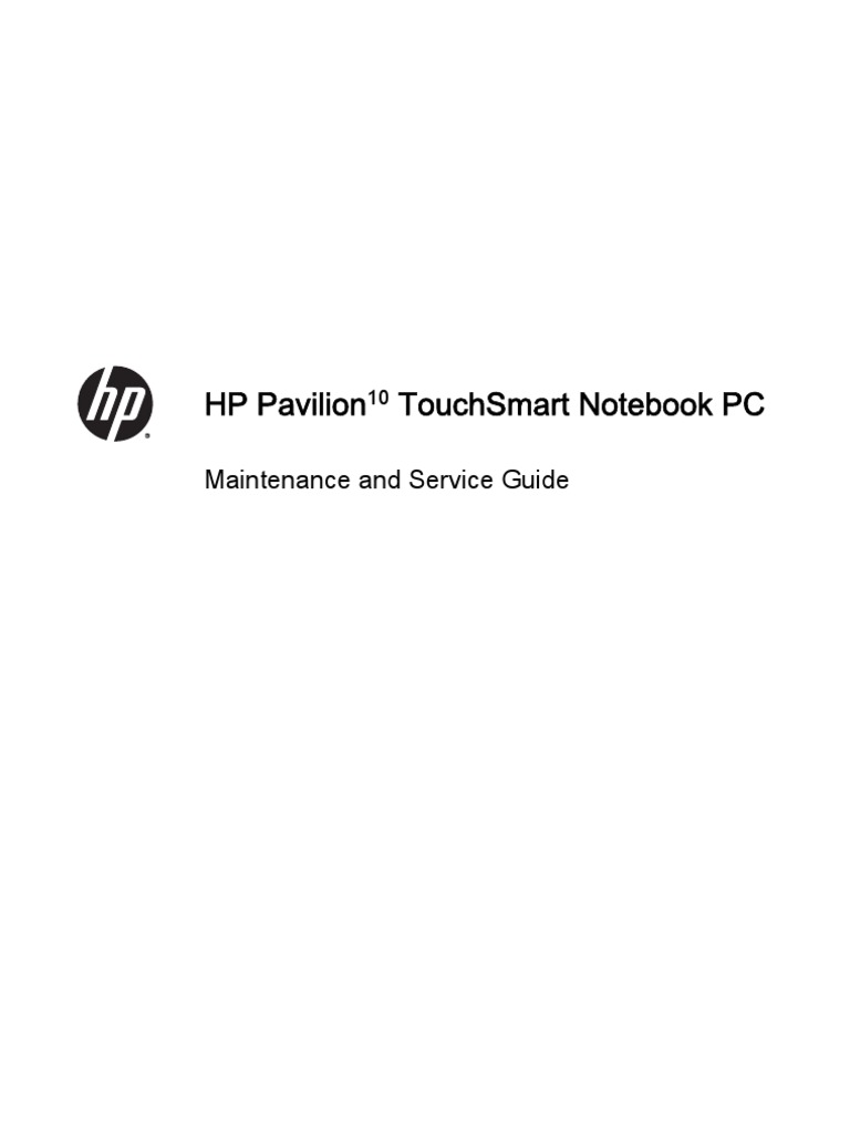 HP Pavilion Touchsmart Notebook PC: Maintenance and Service Guide | PDF ...