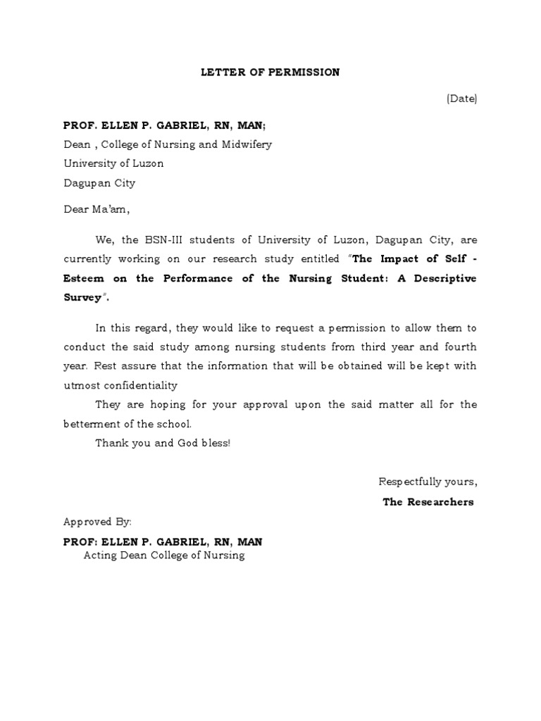 LETTER OF PERMISSION For Dean and Respondents | PDF