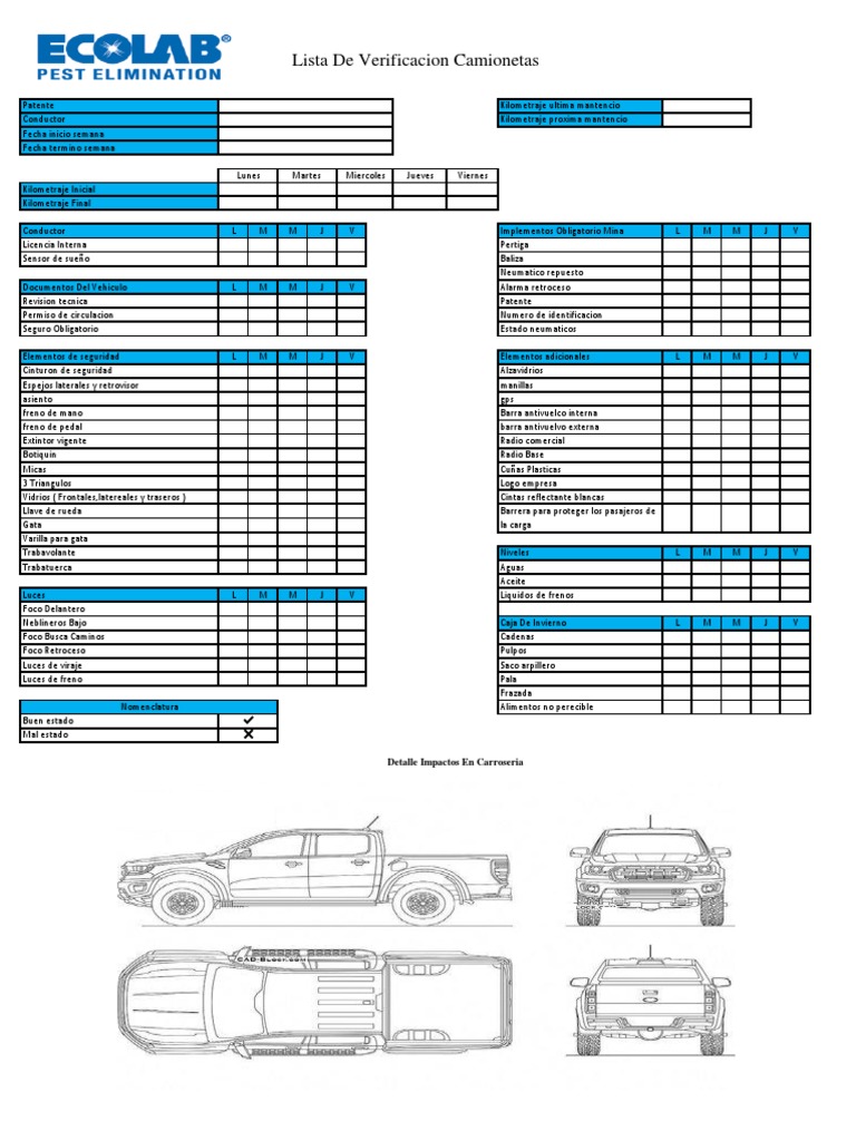 Check List Nuevo 2020 | PDF | Estilos de carrocería | Vehículos de ruedas