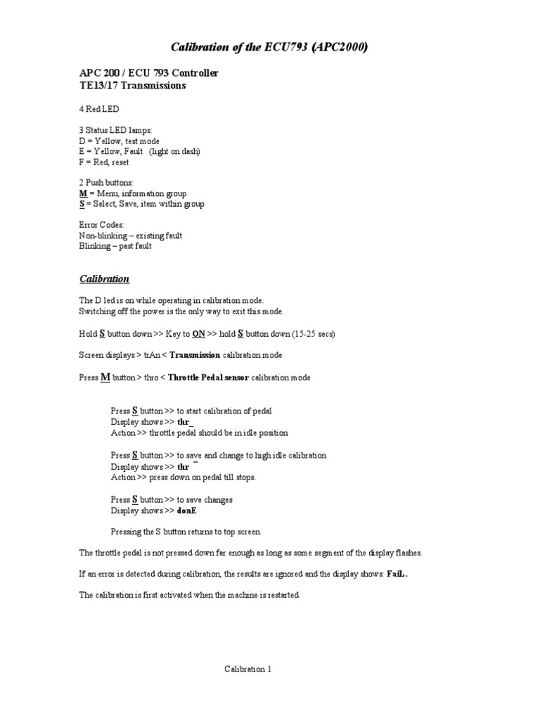 APC 200 - Calibration | PDF | Transmission (Mechanics) | Throttle
