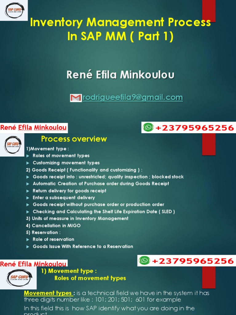 SAP MM Inventory Management Overview | PDF | Shelf Life | Receipt