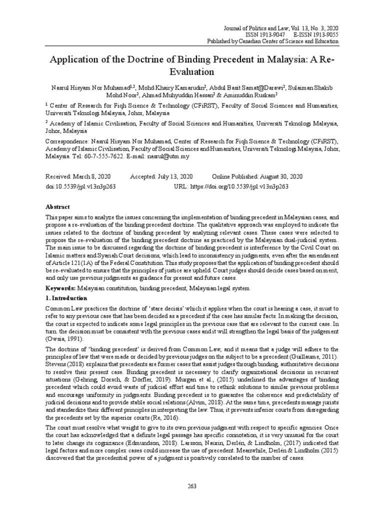 Application of The Doctrine of Binding Precedent I | PDF | Precedent ...
