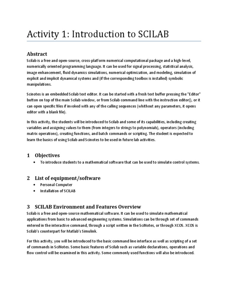 Lab Activity 1 Engineering Control Systems Pdf Computer Programming