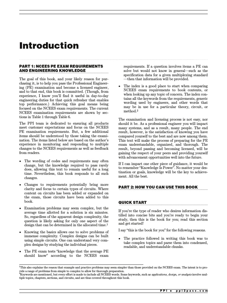 Part 1: Ncees Pe Exam Requirements and Engineering Knowledge | PDF ...