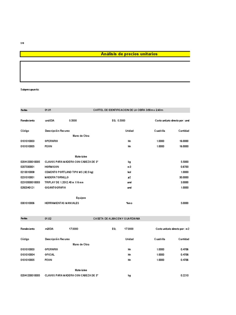 Ejemplo de Acus para Defensa Ribereña | PDF | Producción y fabricación ...