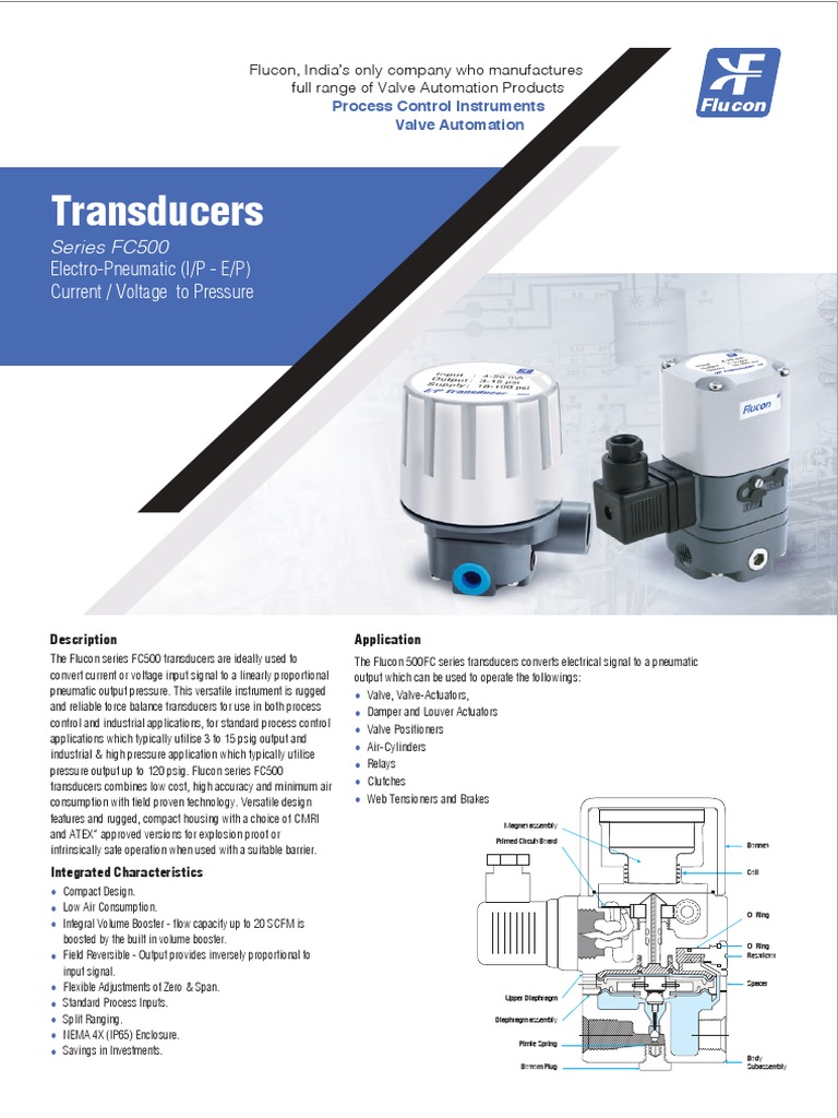 Ip Transducers Series 500FC | PDF | Valve | Equipment