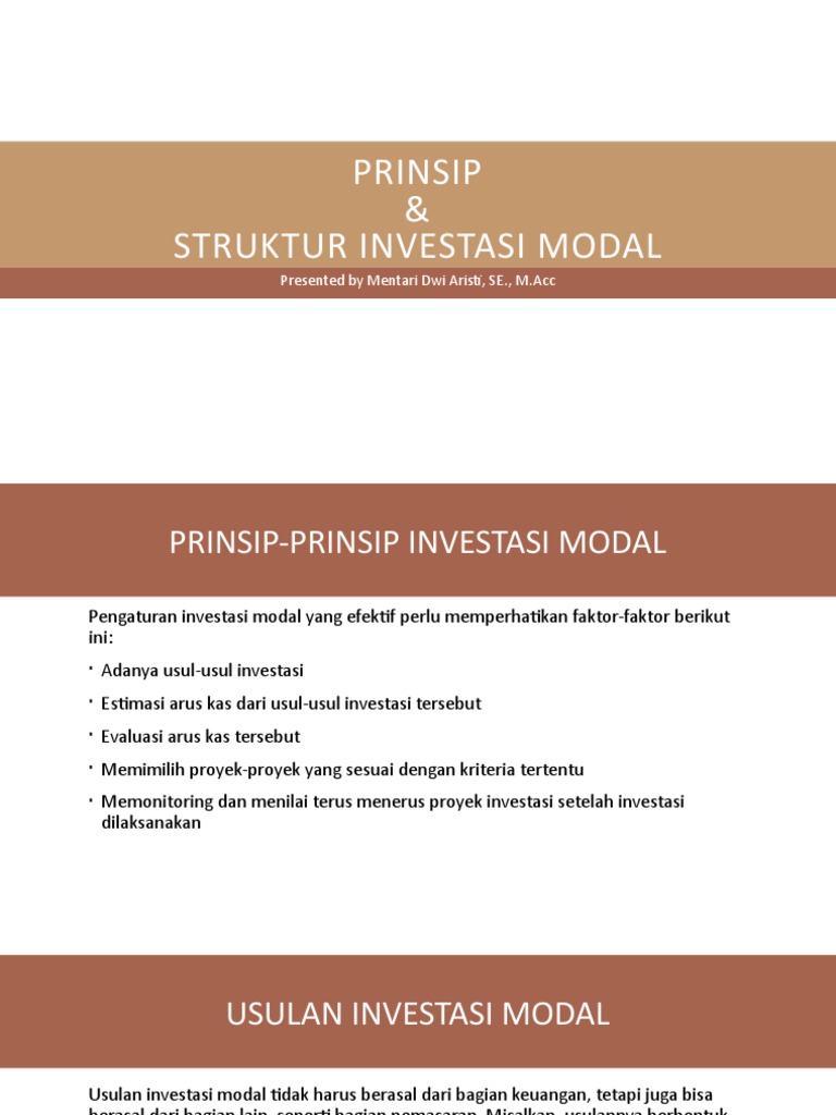 Prinsip & Struktur Investasi Modal | PDF | Pengelolaan Keuangan & Uang